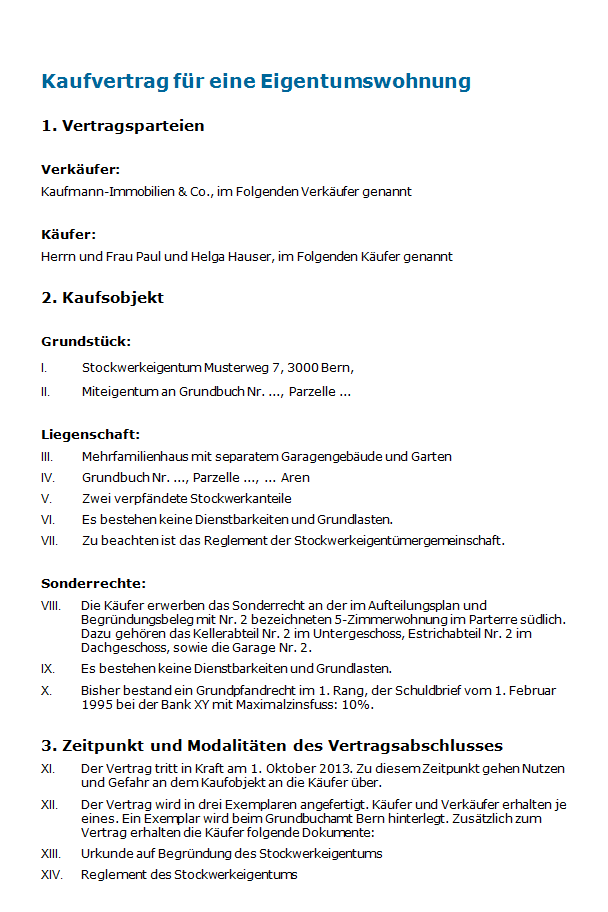 Kaufvertrag Eigentumswohnung: Muster zum Download.
