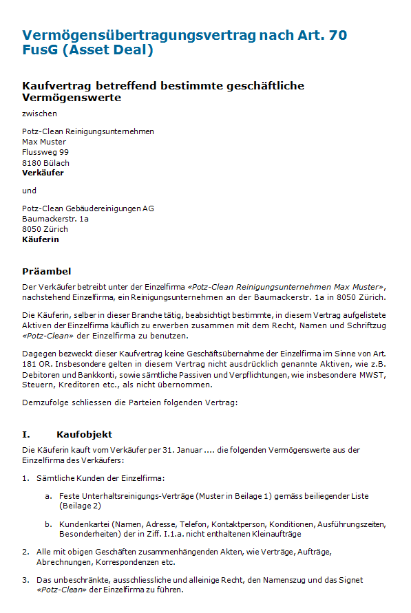 Vermögensübertragungsvertrag: Muster zum Download.